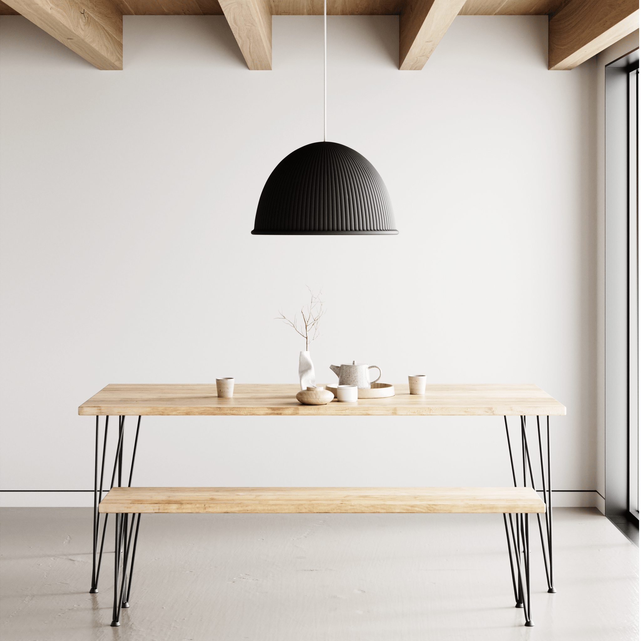 Reclaimed Wood Dining Set, Table & Bench, Hairpin Legs | RECLAIMED ...
